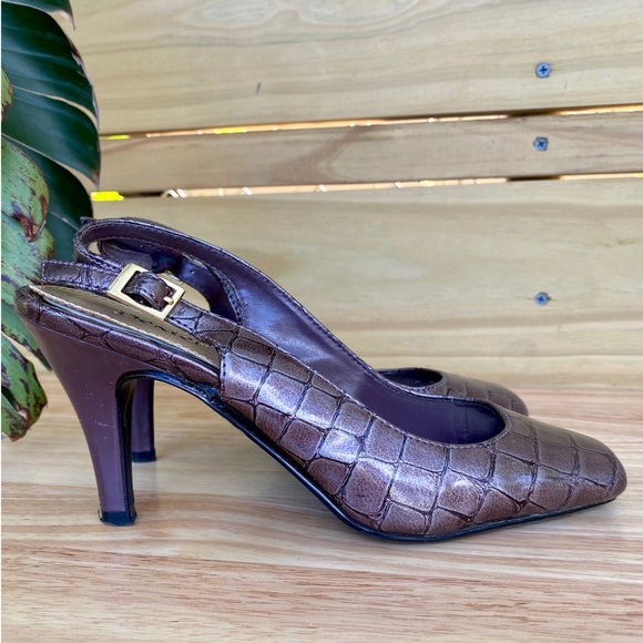 Dexter | Shoes | Dexter Faux Croc Brown Slingback Pumps 3 Size 5 | Poshmark